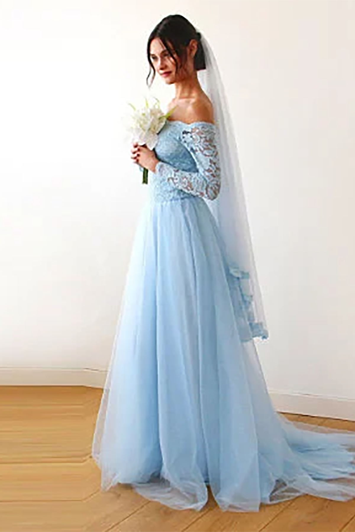 Light Blue Wedding veil #4015