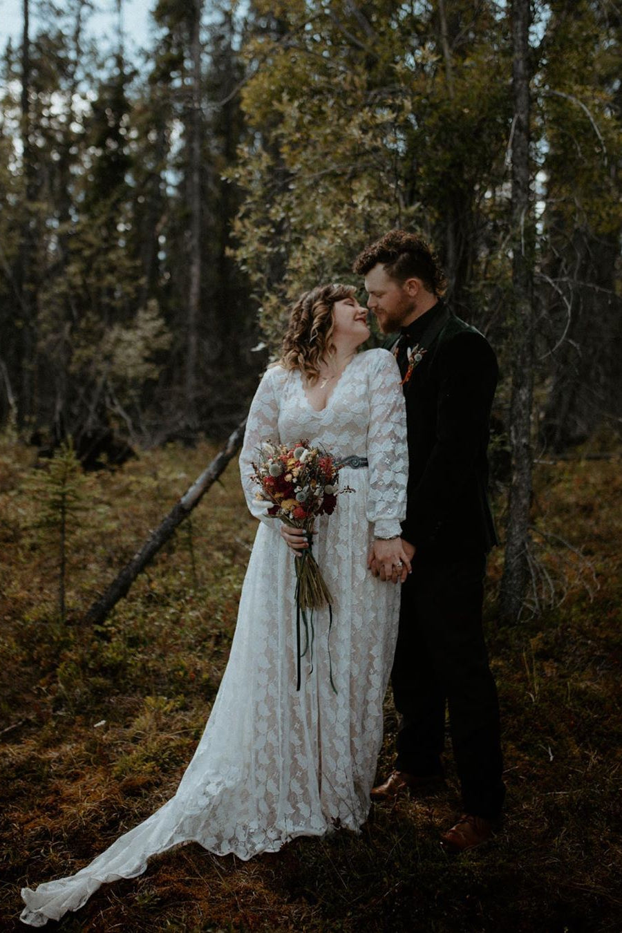 Leaves lace wedding dress #1208