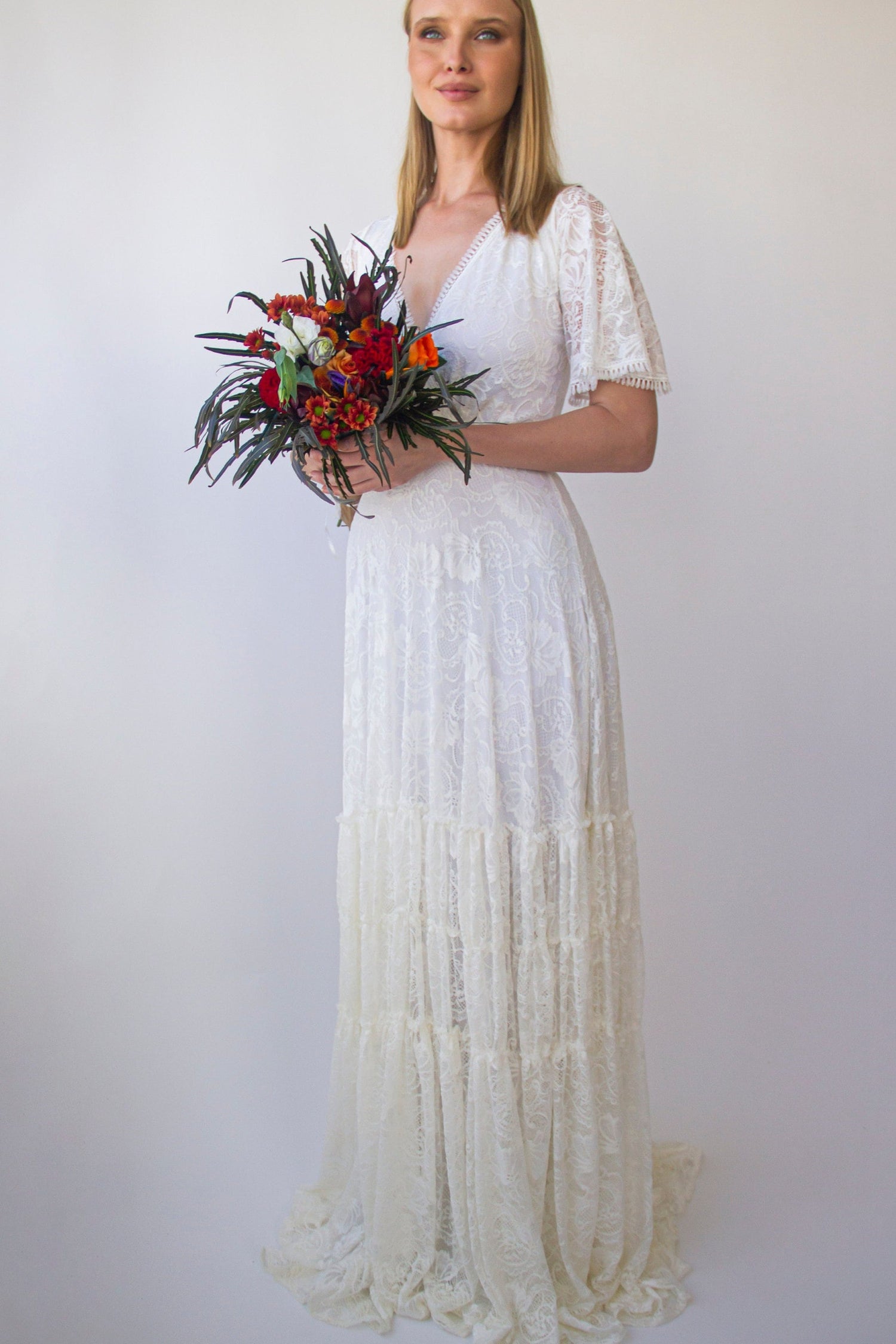 Gipsy Layered Bohemian Skirt with Wrap Neckline #1400