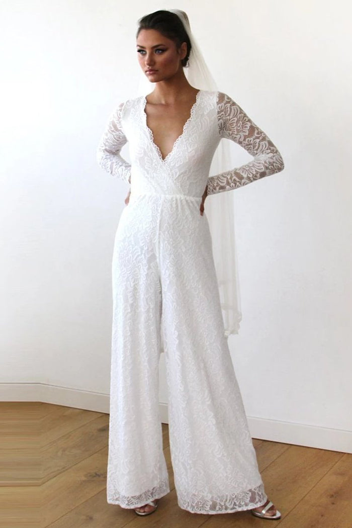Ivory Wedding Lace Jumpsuit #1169