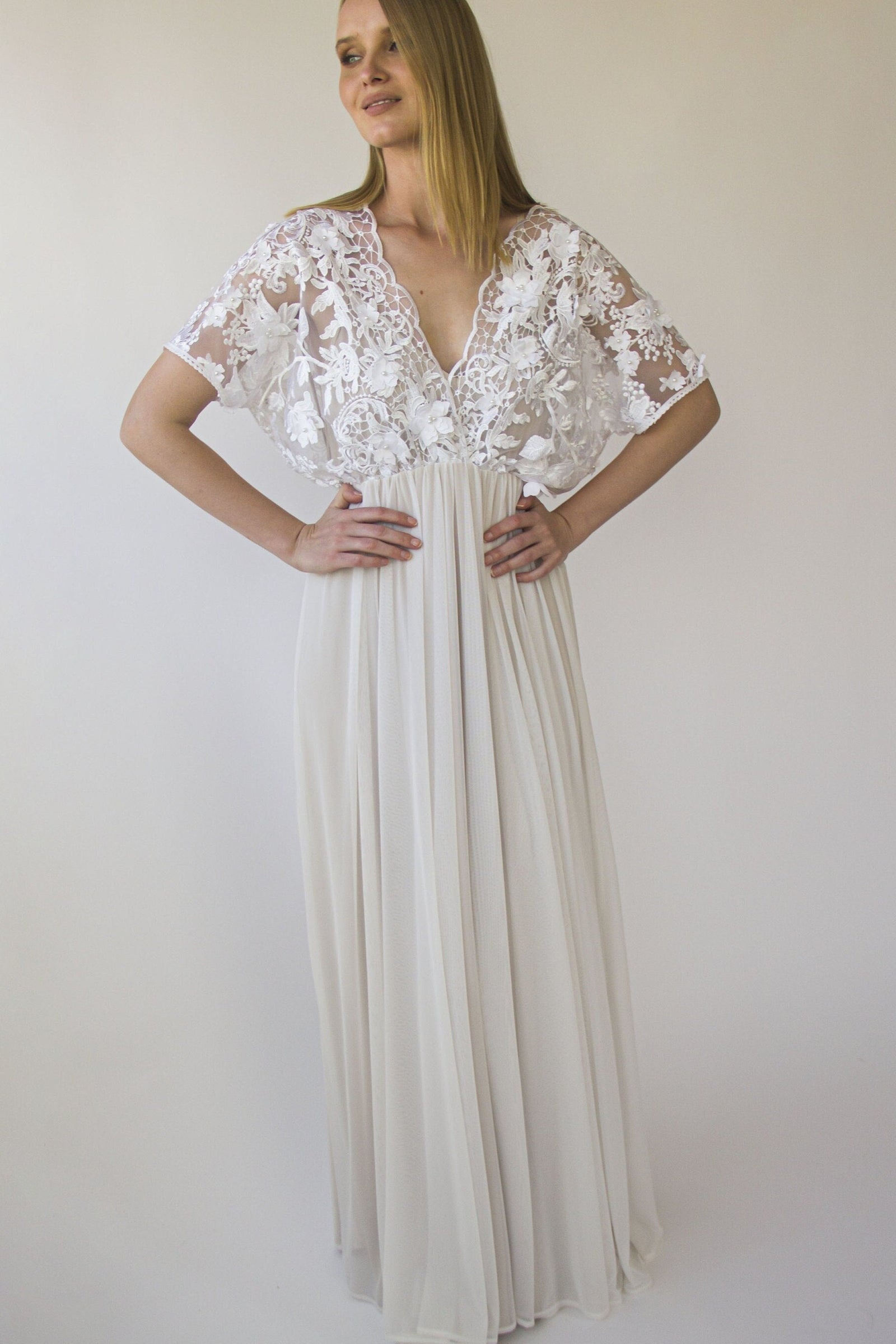 Pearly 3D Floral Lace dress #1416